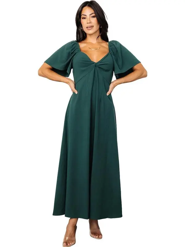 POLAGRAM Indie Back Tie Dress - Dark Green