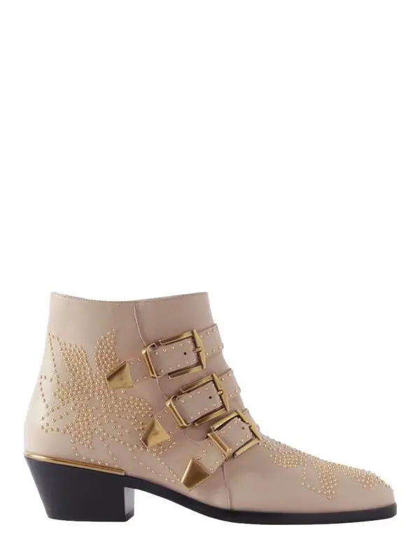 Chloé Susanna Studded Triple-strap Ankle Boots - Nude