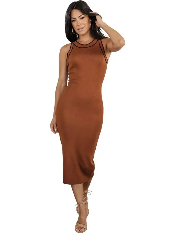 BLU PEPPER Tove Knit Tank Midi Dress - Copper