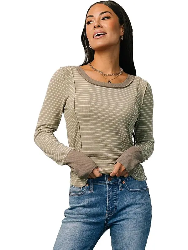 HEM & THREAD Ashford Striped Top - Olive