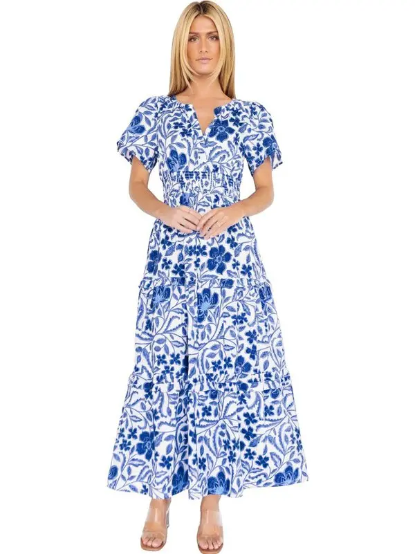 SUGAR LIPS Blue Floral Poplin Maxi Dress - Blue Multi