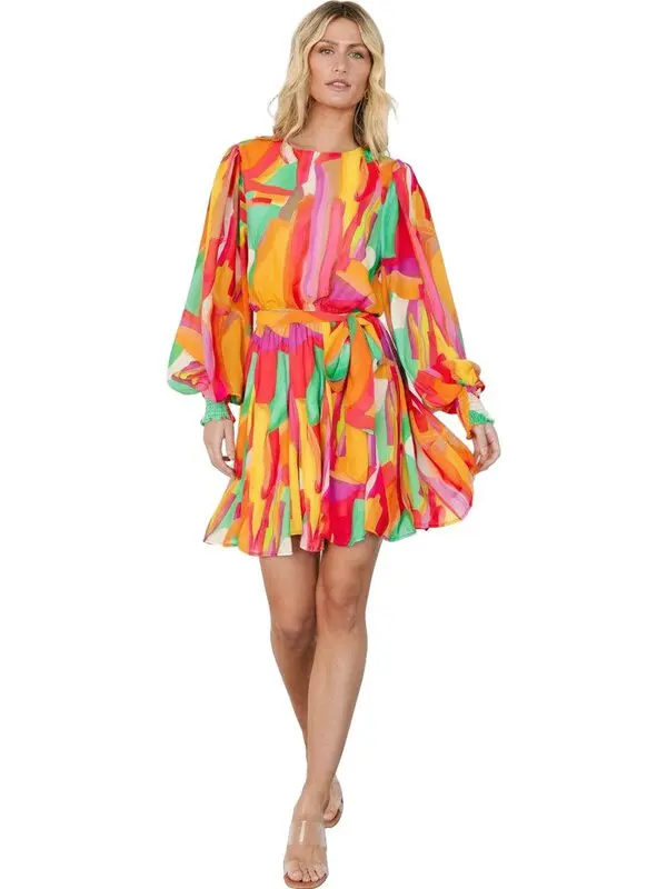 FLYING TOMATO Tavana Short Dress - Multi Print