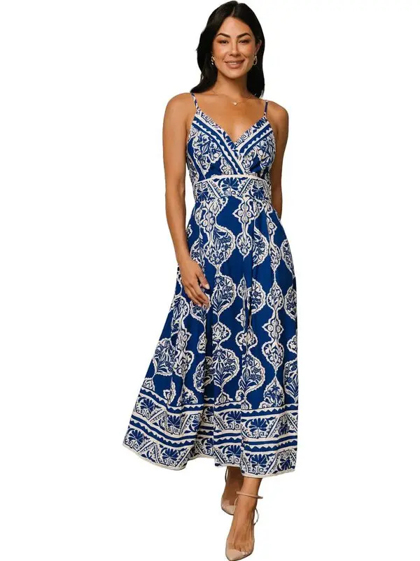 AAKAA Delia Midi Dress - Blue Print