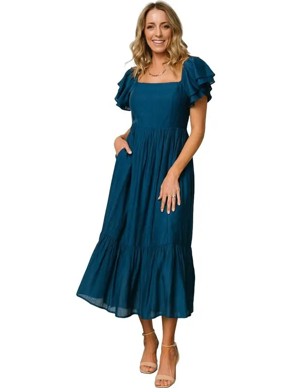 LISTICLE Buttercup Midi Dress - Deep Blue