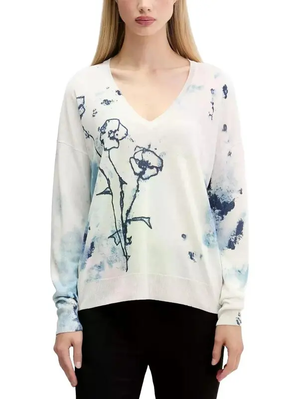 Desigual Helsinki V-neck Sweater - White