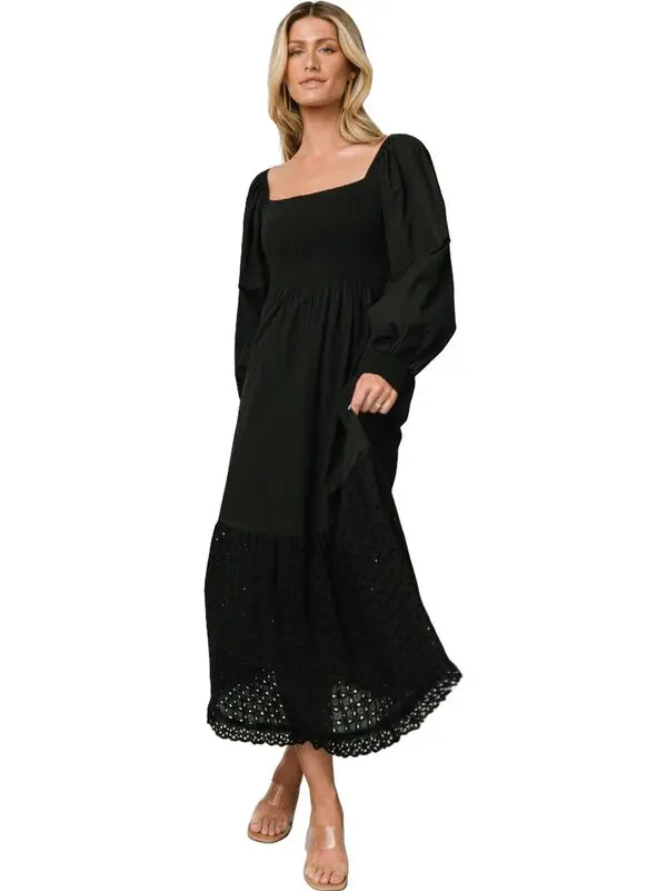 LISTICLE Chandler Eyelet Maxi Dress - Black