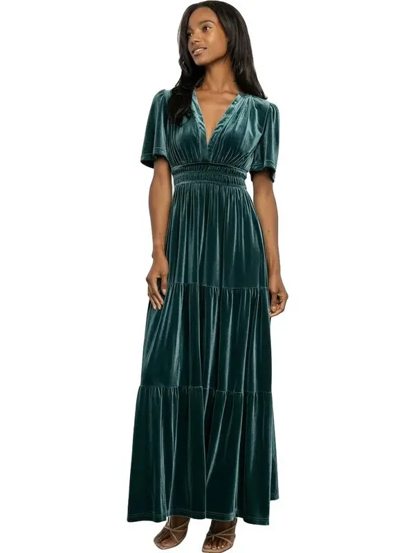 RICA RICA Artemis Velvet Maxi Dress - Deep Lagoon