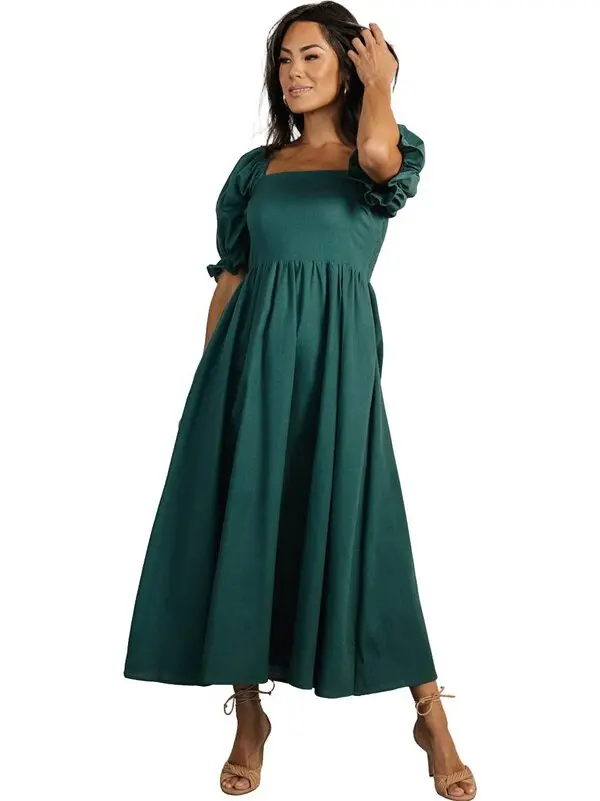 IN FEBRUARY Britton Midi Dress - Evergreen