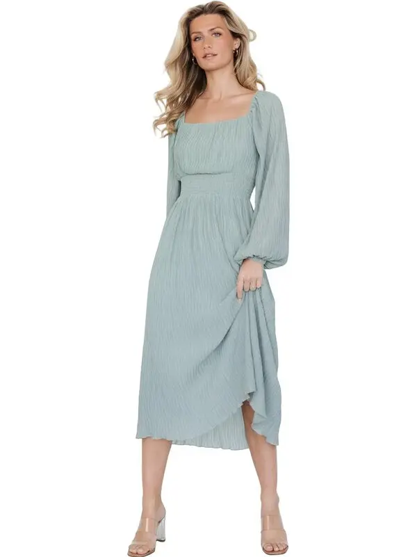 XH TEXTILES Dalton Pleated Midi Dress - Light Sage