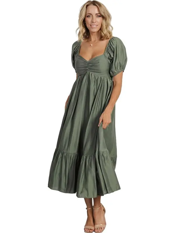 IN FEBRUARY Annalisa Midi Dress - Olive