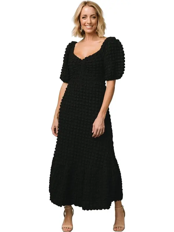 IN FEBRUARY Therese Textured Midi Dress - Black