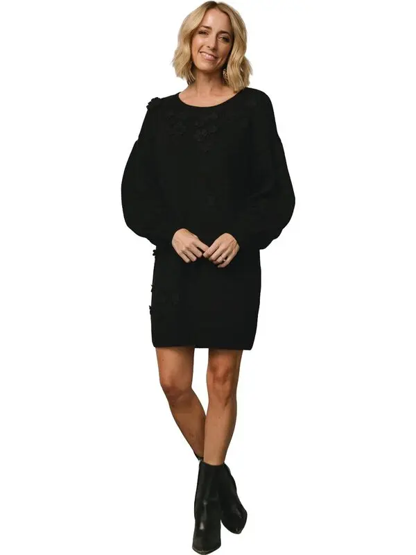 IN FEBRUARY Margaux Sweater Dress - Black