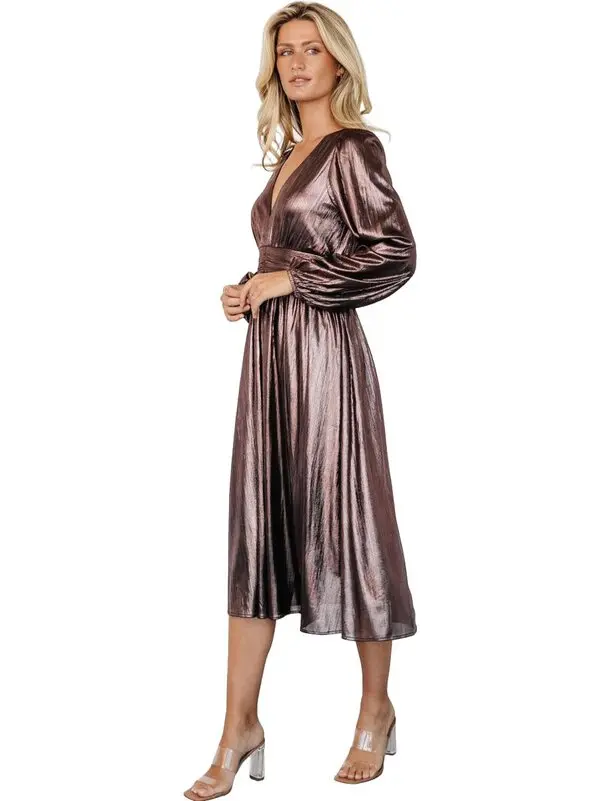 XH TEXTILES Aisha Shimmer Dress - Bronze