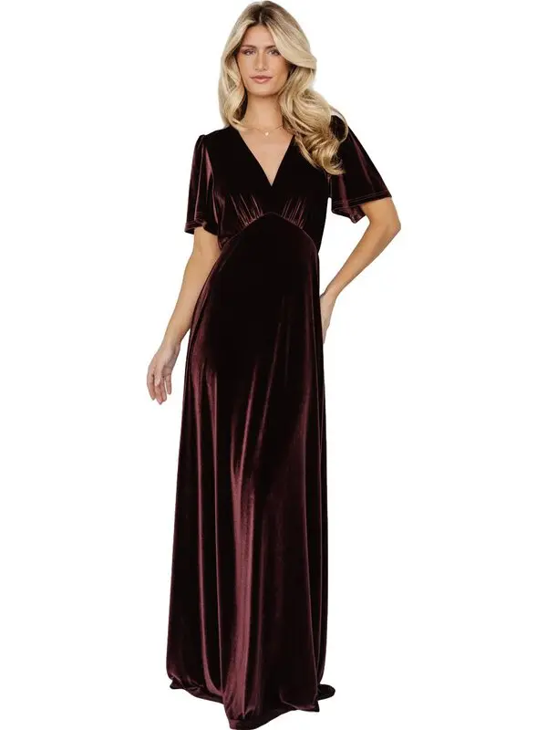 XH TEXTILES Vivian Velvet Maxi Dress - Clove
