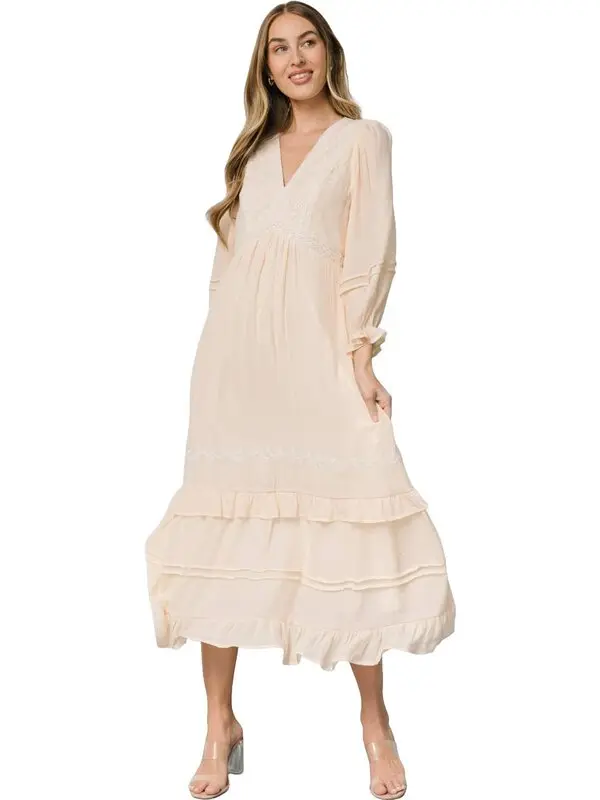 POLAGRAM Amberlee Embroidered Dress - Cream
