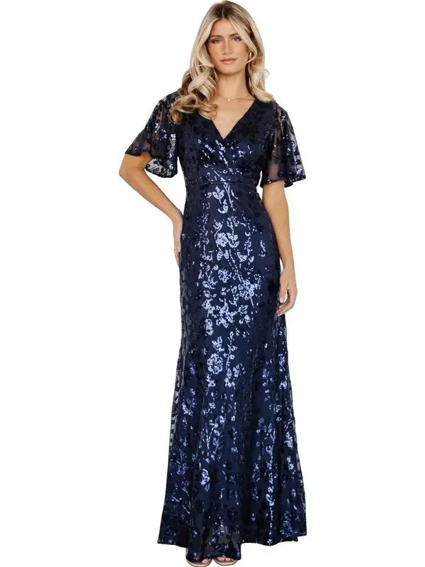 XH TEXTILES Esme Sequin Maxi Dress - Navy