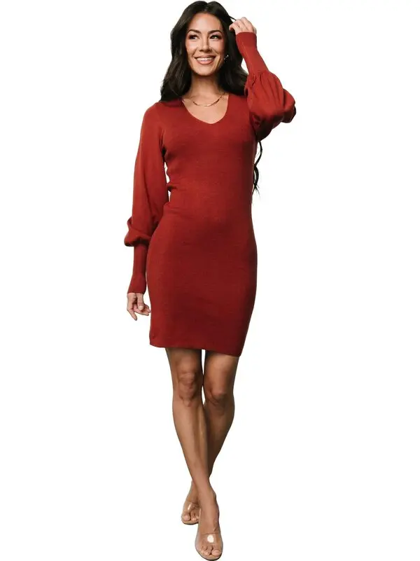 BESTSELLER Suki V-neck Sweater Dress - Brick