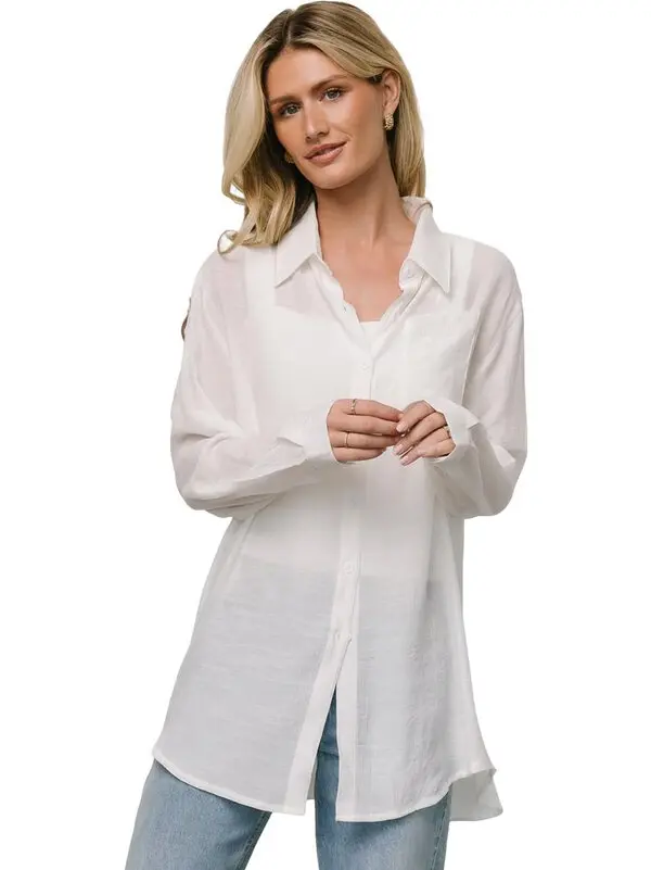 ENVYA Breck Button Up Top - Off White