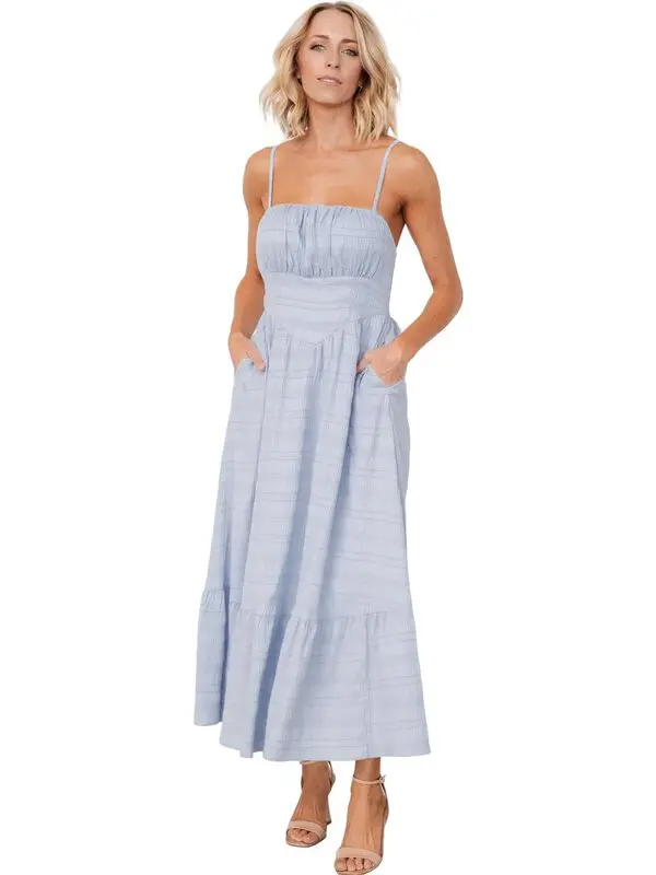 POLAGRAM Mikayla Textured Tank Dress - Light Blue