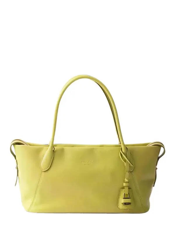 Prada Ouvert Large Leather Tote Bag - Yellow
