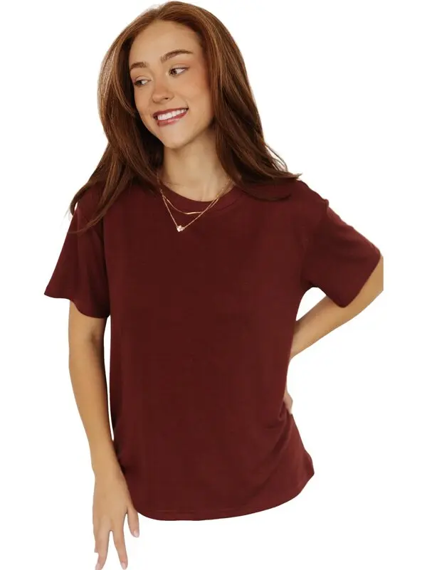 TEA N ROSE Elliot Relaxed Tee - Dark Rust