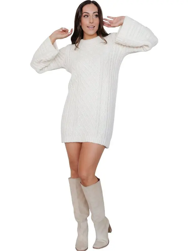 BESTSELLER Ellis Cable Knit Sweater Dress - Ivory
