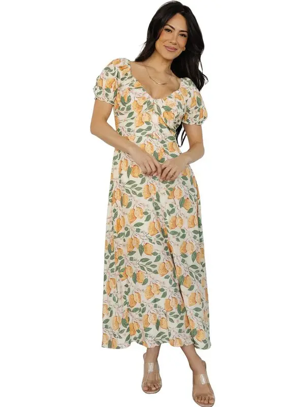 POLAGRAM Amalfi Midi Dress - Lemon Print