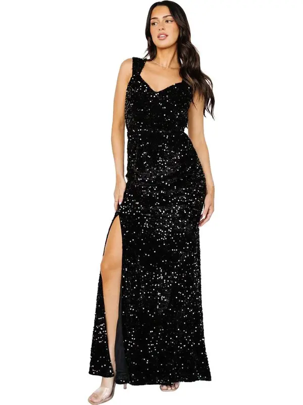XH TEXTILES Monroe Sequin Gown - Black