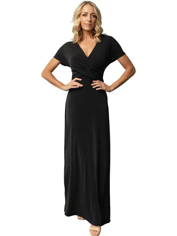 KANER Annaeli Cross Front Maxi Dress - Black