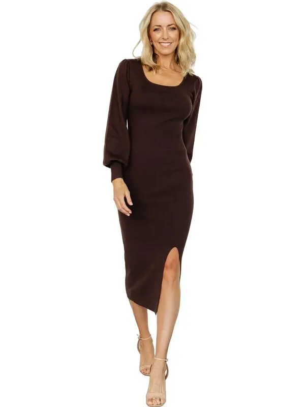 SKIES ARE BLUE Kori Sweater Dress - Brown