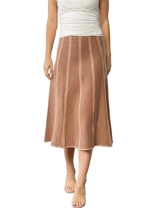 GILLI Astrid Midi Skirt - Rust Print