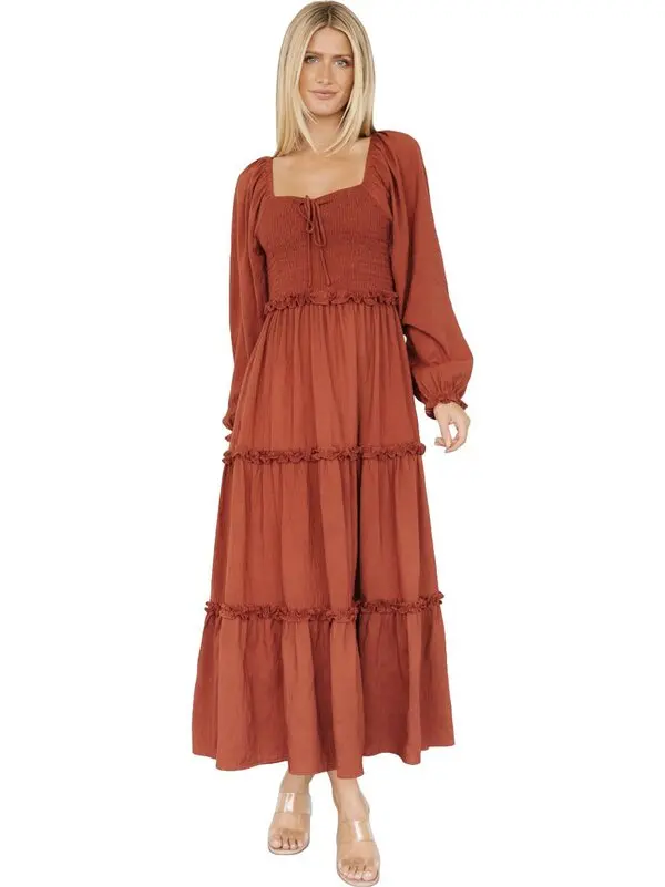 IN FEBRUARY Britta Maxi Dress - Cinnamon