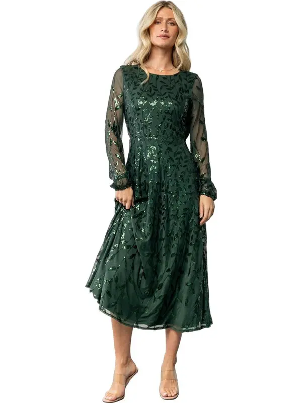 XH TEXTILES Kalla Sequin Midi Dress - Emerald
