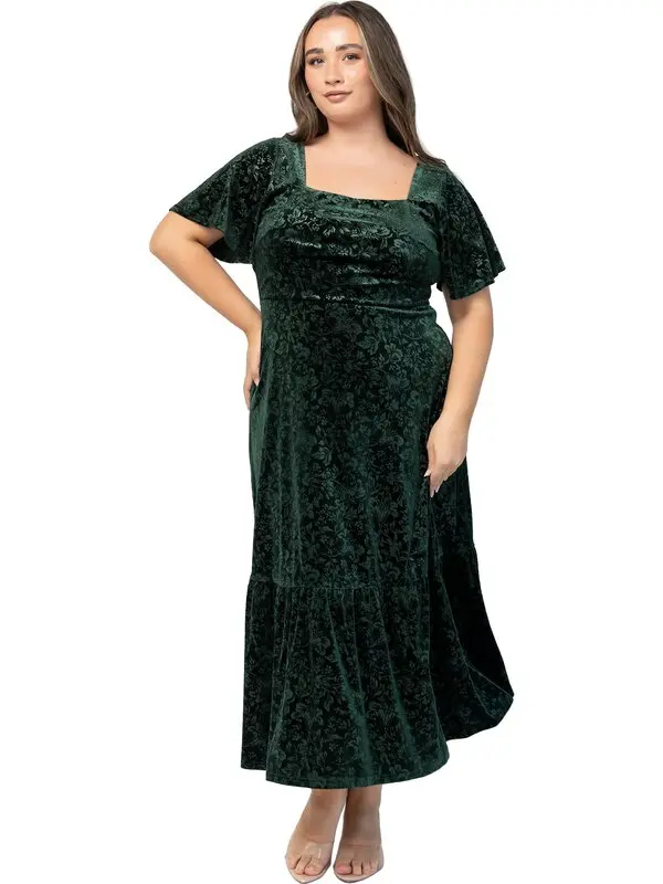 POLAGRAM Eirene Velvet Maxi Dress - Emerald