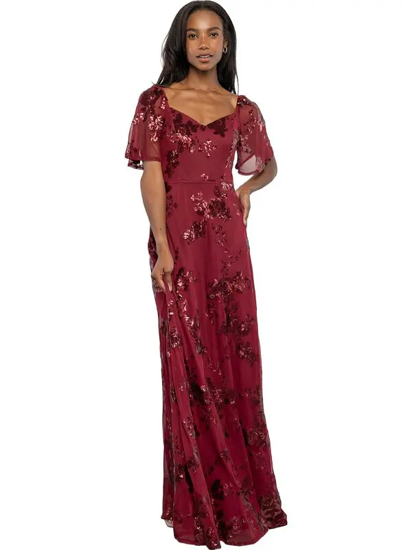 XH TEXTILES Karina Sequin Maxi Dress - Wine