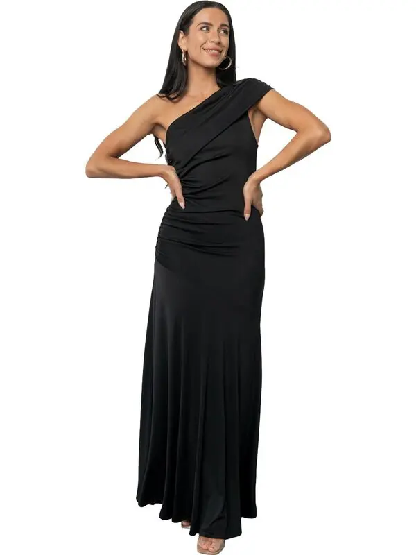 KANER Leon One-shoulder Maxi Gown - Black