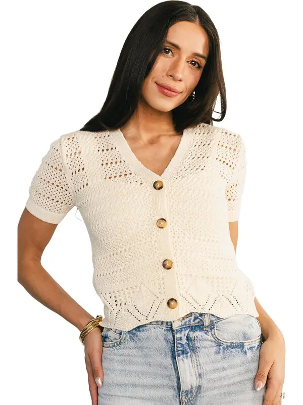 BUSE Candela Crochet Button-front Cardigan - Ecru