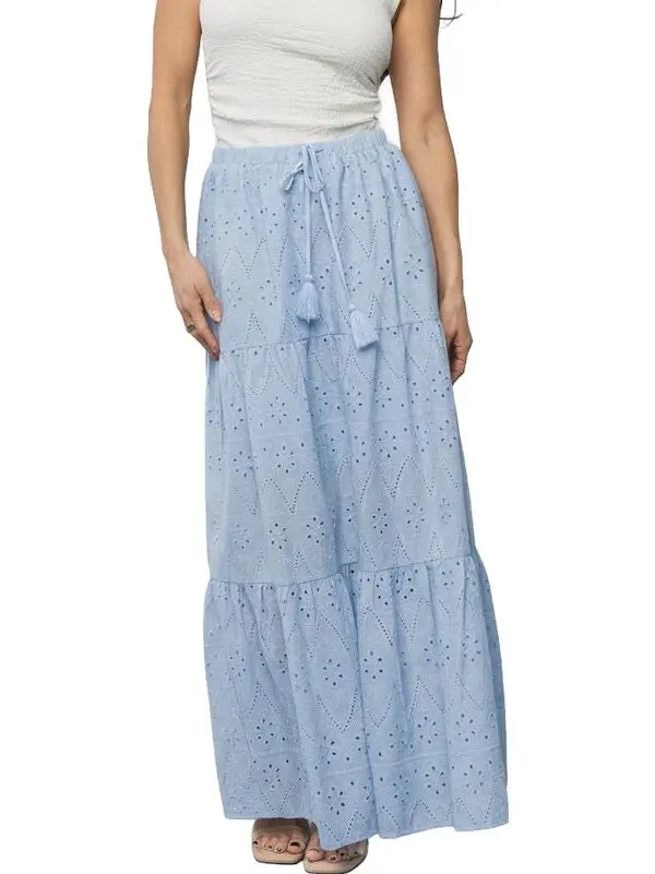 GILLI Juana Eyelet Maxi Skirt - Light Blue