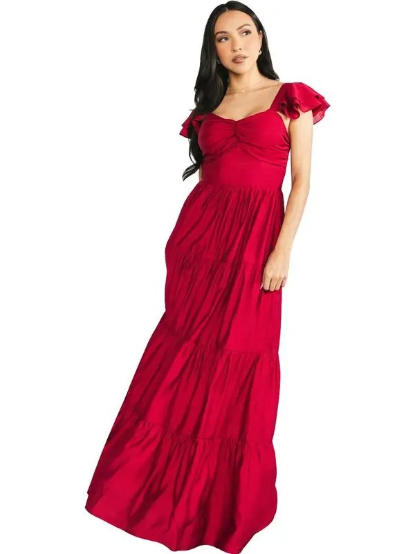 FLYING TOMATO Vivianne Maxi Dress - Deep Red