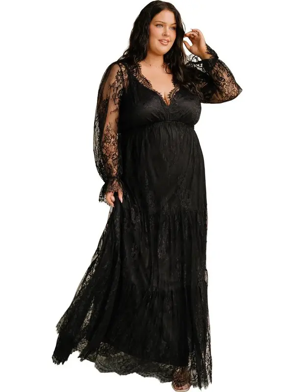XH TEXTILES Gloria Lace Maxi Dress - Black