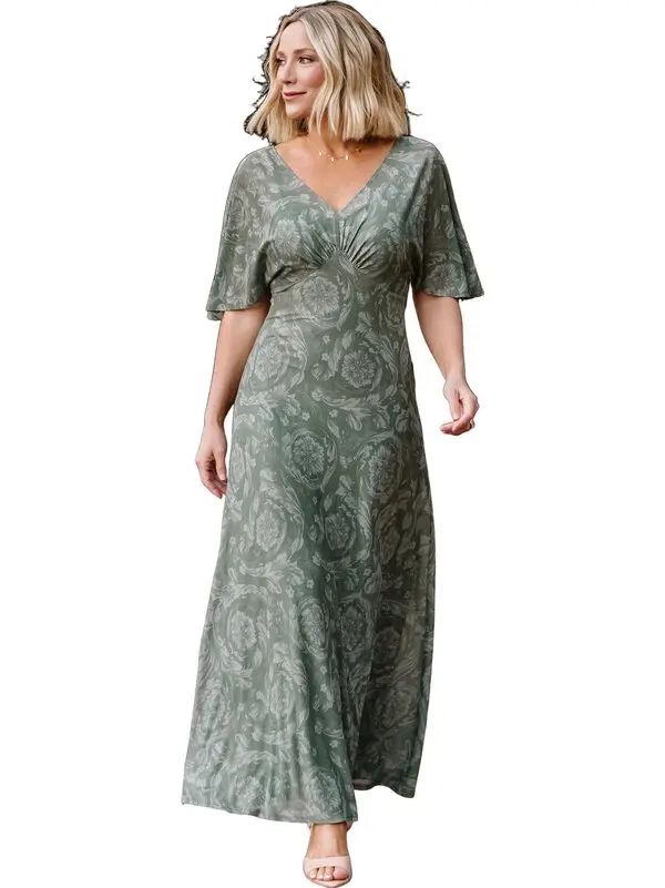 XH TEXTILES Sevilla Mesh Maxi Dress - Dark Sage