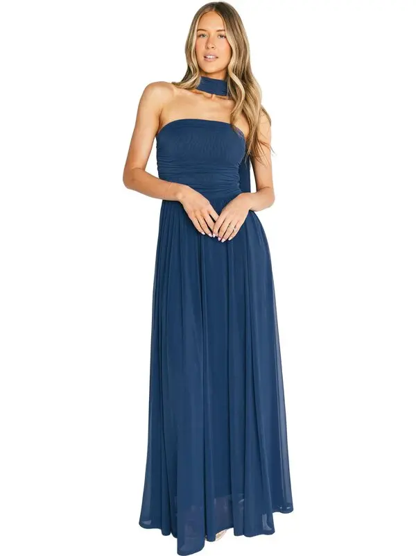 XH TEXTILES Elias Strapless Maxi Dress - Deep Blue