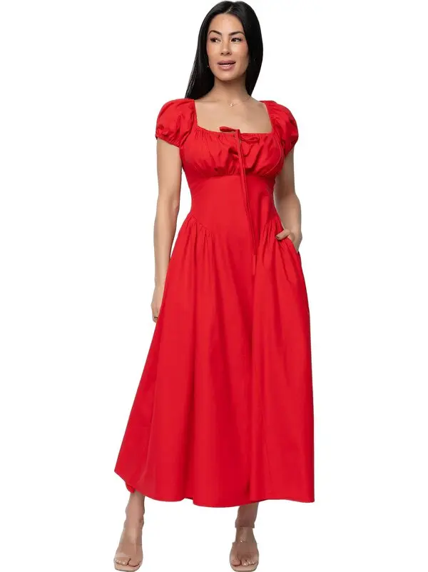 IN FEBRUARY Havana Midi Dress - Red