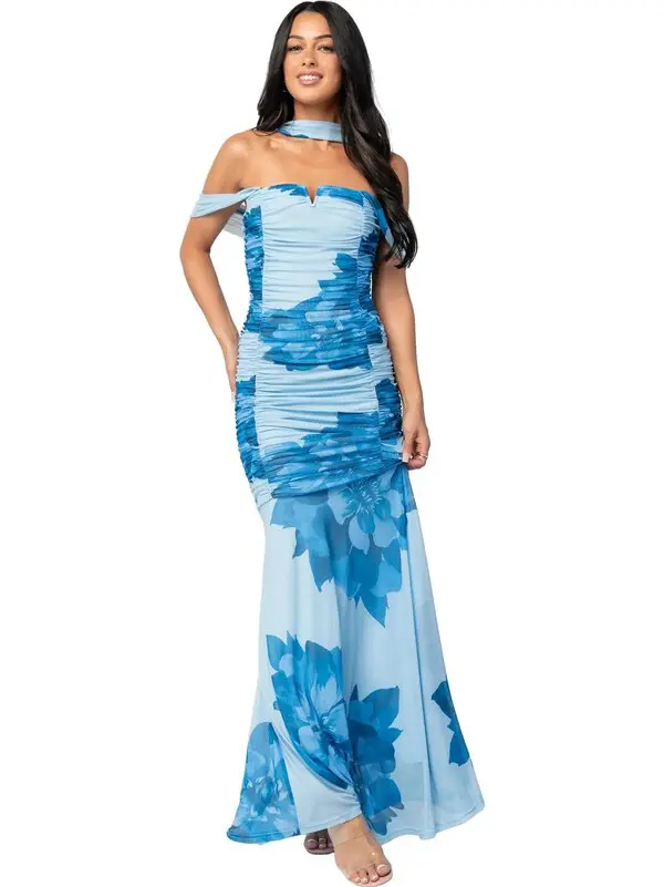 COCOLOVE Bellina Off-shoulder Maxi Dress - Blue