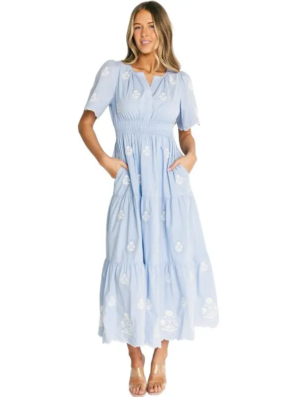 IN LOOM Delilah Embroidered Maxi Dress - Blue