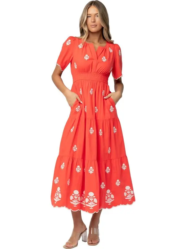 IN LOOM Delilah Embroidered Maxi Dress - Red