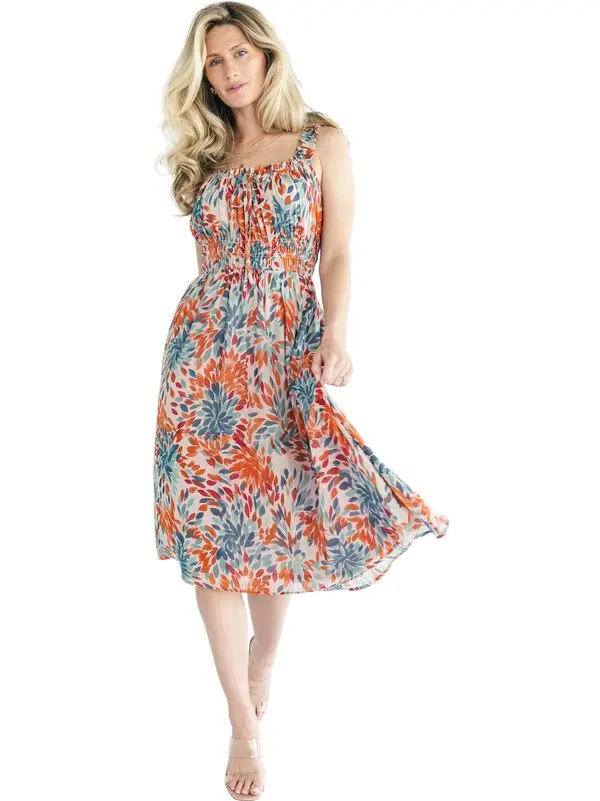 XH TEXTILES Marni Midi Dress - Blush Multi