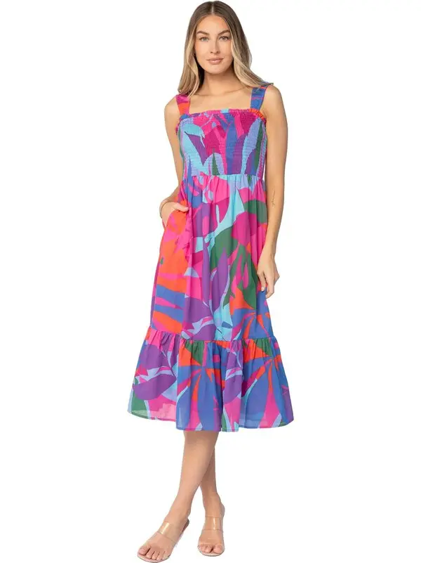 SUGAR LIPS Cruz Smocked Midi Dress - Multi Print