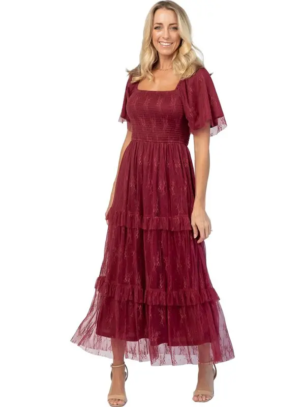 TEA N ROSE Auden Lace Maxi Dress - Wine