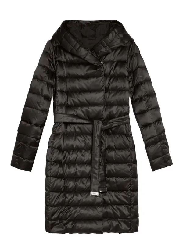 Max Mara Double-sided Down Jacket With Hood And Belt - Black